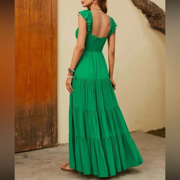 Dresses | Bobo Ruffle Hem Backless Maxi Dress | Poshmark